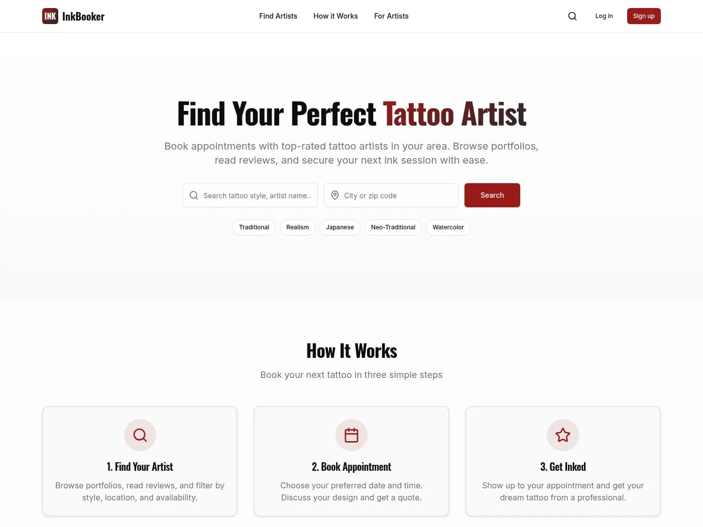 Tattoo Booking Platform for Artists & Clients