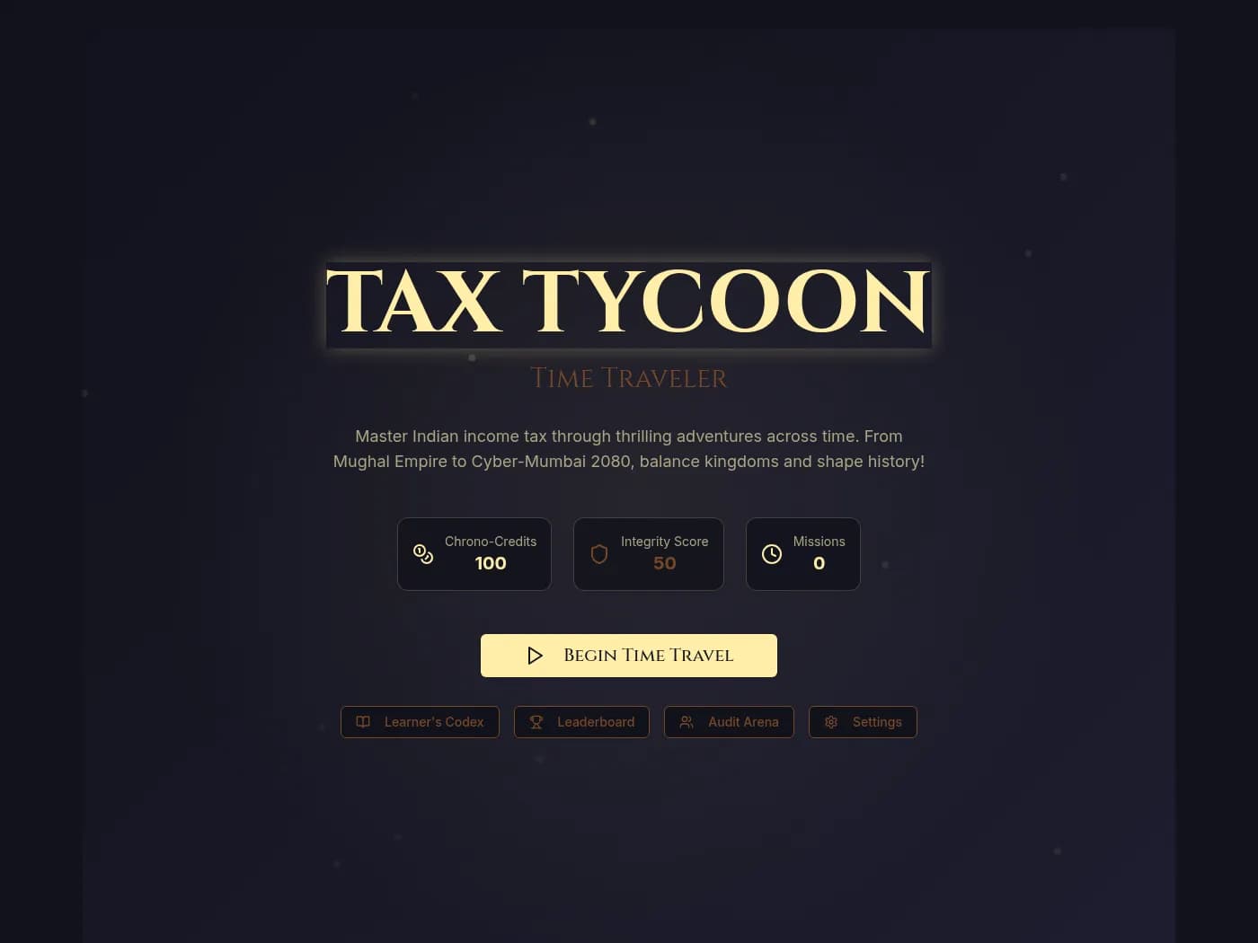 Tax Tycoon: Time Traveler - Indian Income Tax Adventure Game