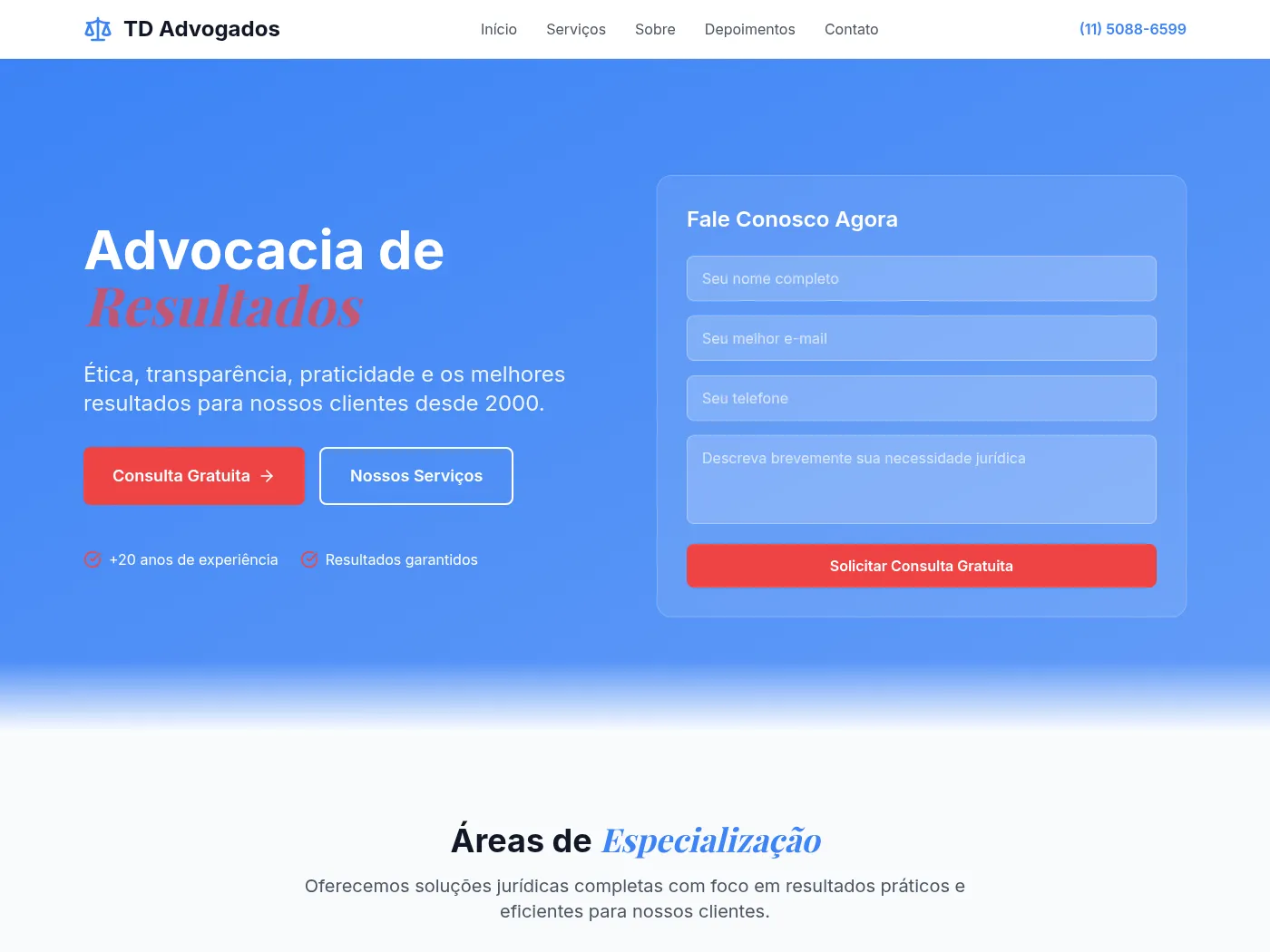 TD Advogados - Modern SEO-Optimized Landing Page