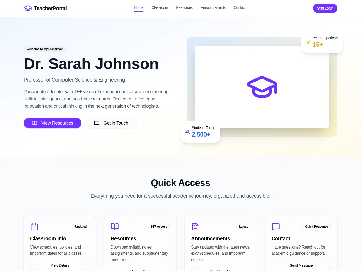 Unified Teacher Portal & Attendance Dashboard