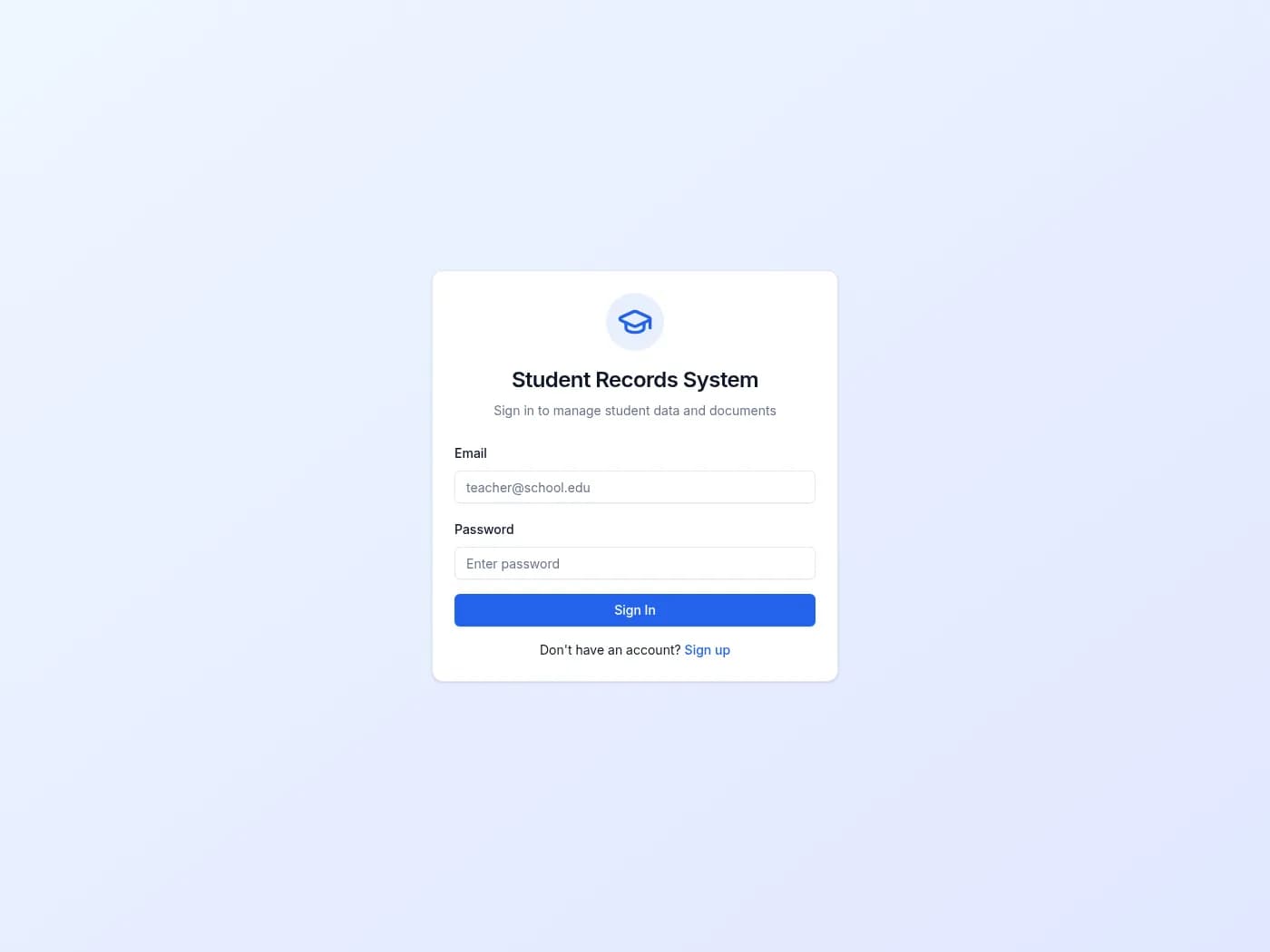 Teacher Student Records & Documents Dashboard (Mobile-First Web App)