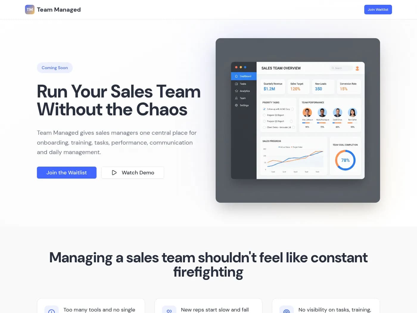 Team Managed Waitlist Landing Page