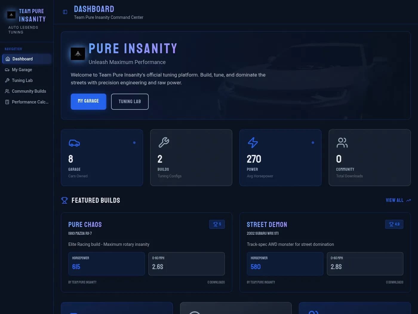 Team Pure Insanity Tuning App