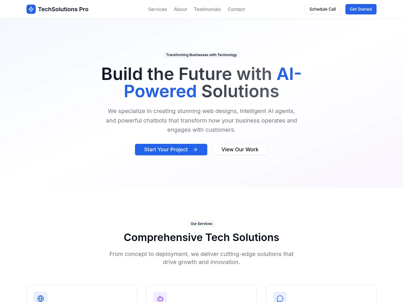Versatile Tech Solutions Landing Page