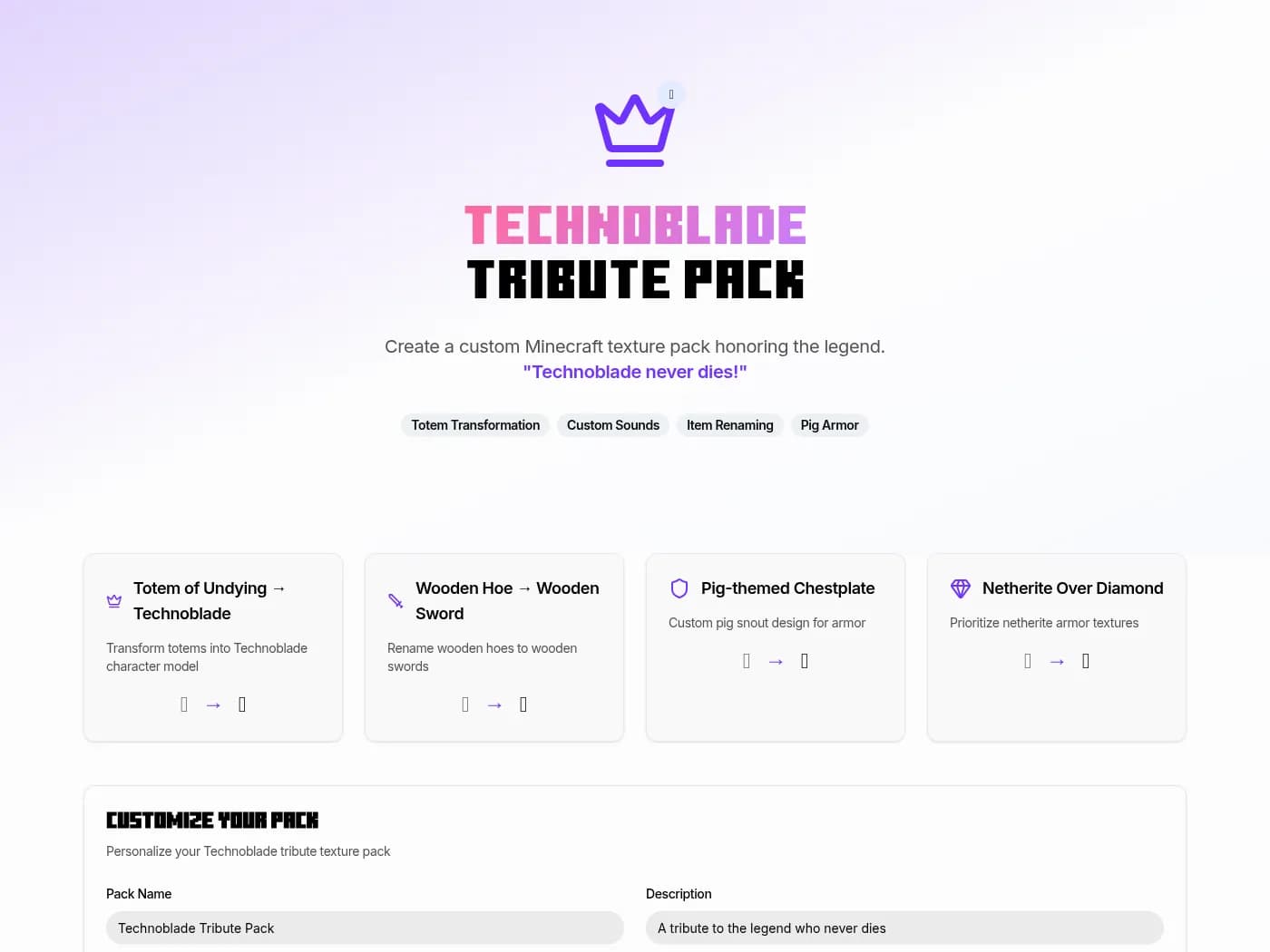 Technoblade Tribute Minecraft Texture Pack
