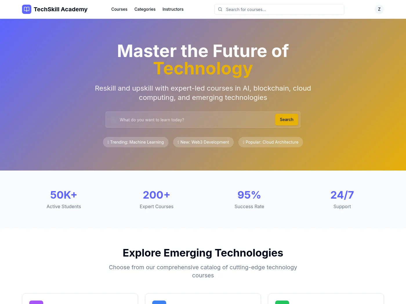TechSkill Academy: Online Platform for Reskilling & Upskilling in Emerging Technologies