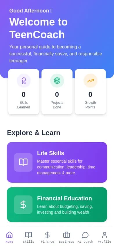 TeenCoach: Empowering Teenagers Worldwide