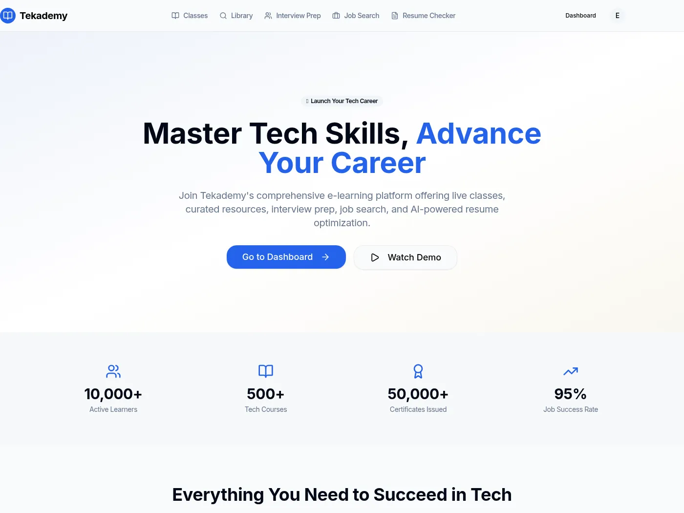 Tekademy: Comprehensive E-Learning Platform for Tech Skills & Careers
