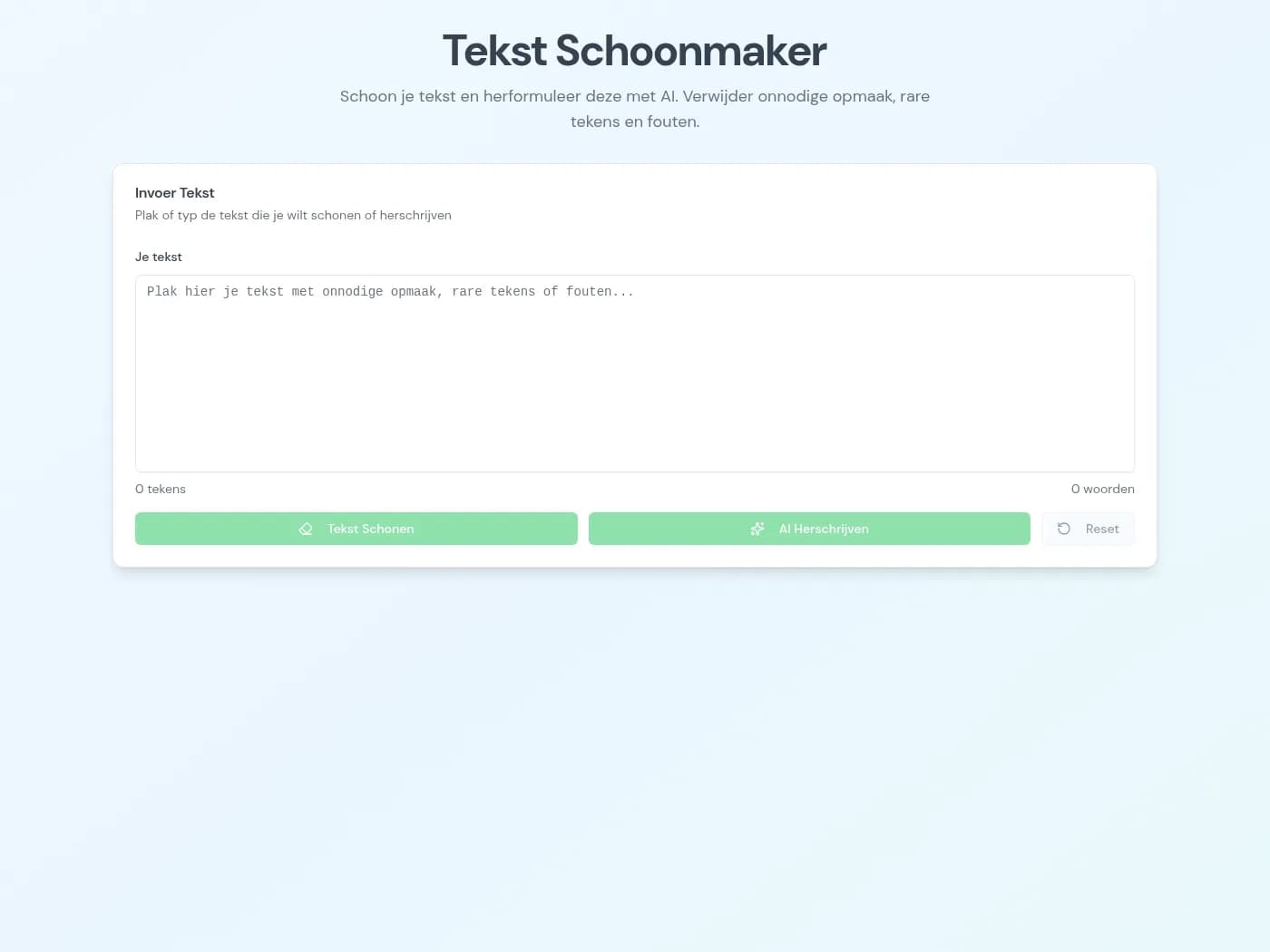 Tekst Schoonmaker - Eenvoudig Herschrijfplatform voor Teksten