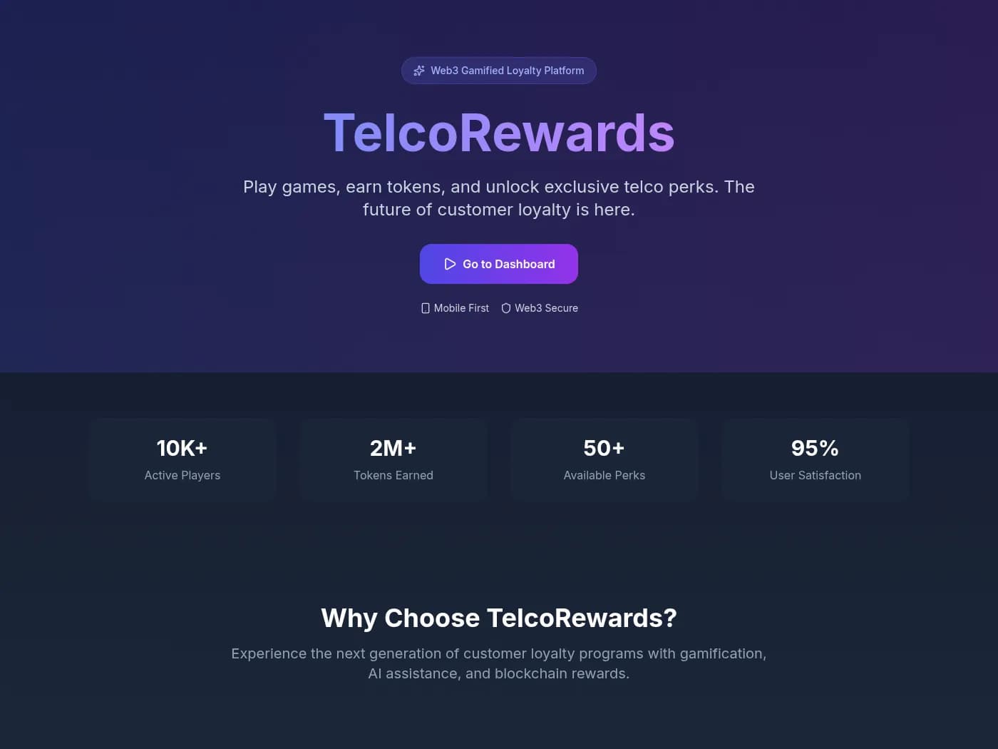 TelcoRewards Gamified Loyalty dApp