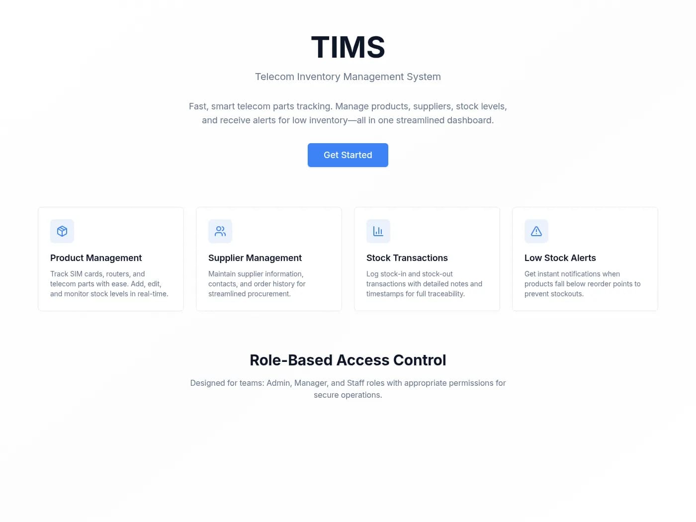 Telecom Inventory Management System (TIMS) - Fast, Smart Telecom Parts Tracking