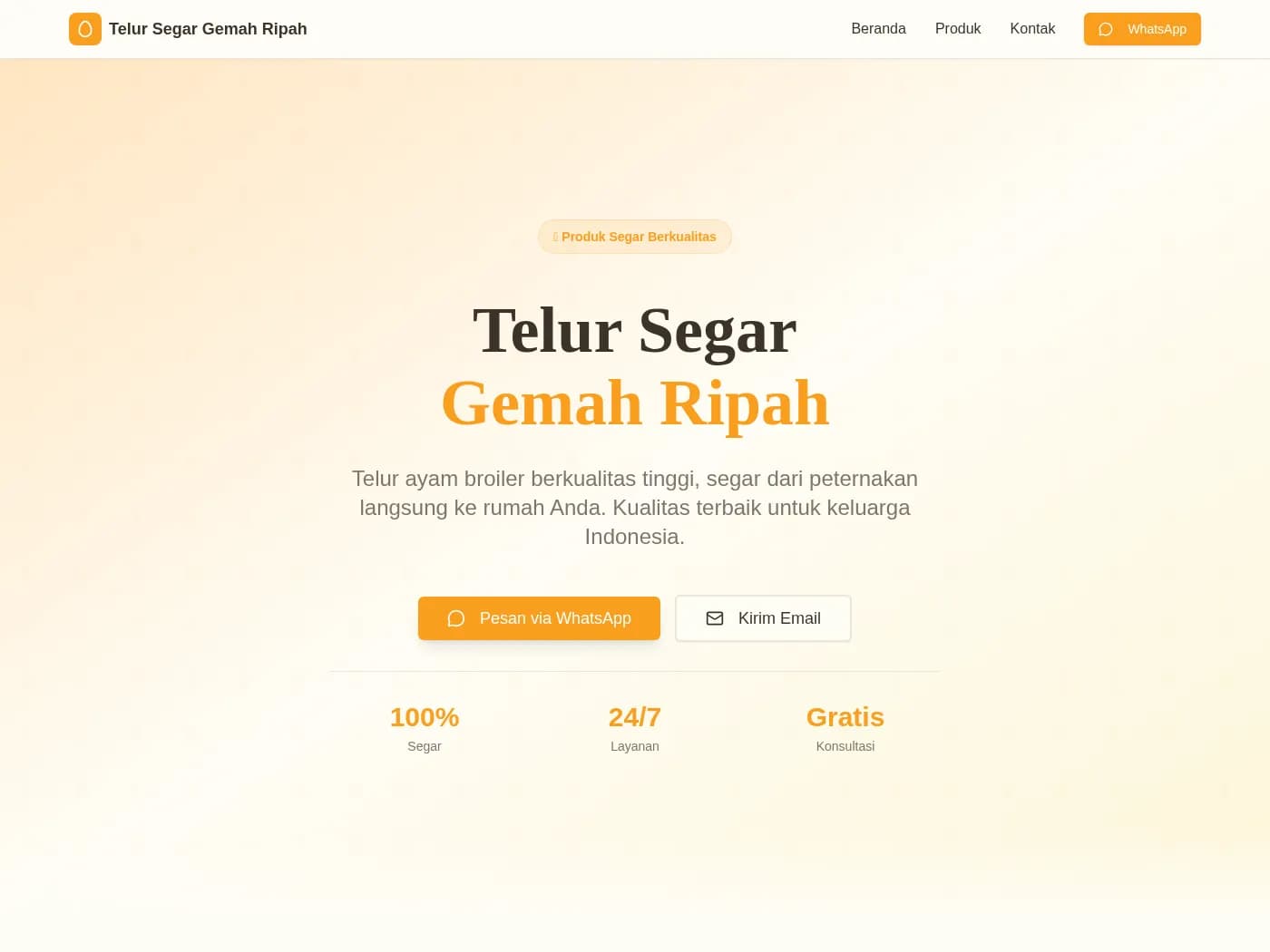 Telur Segar Gemah Ripah Landing Page