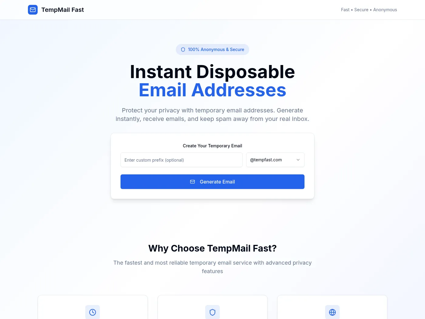 TempMail Fast: Instant Disposable Email Service