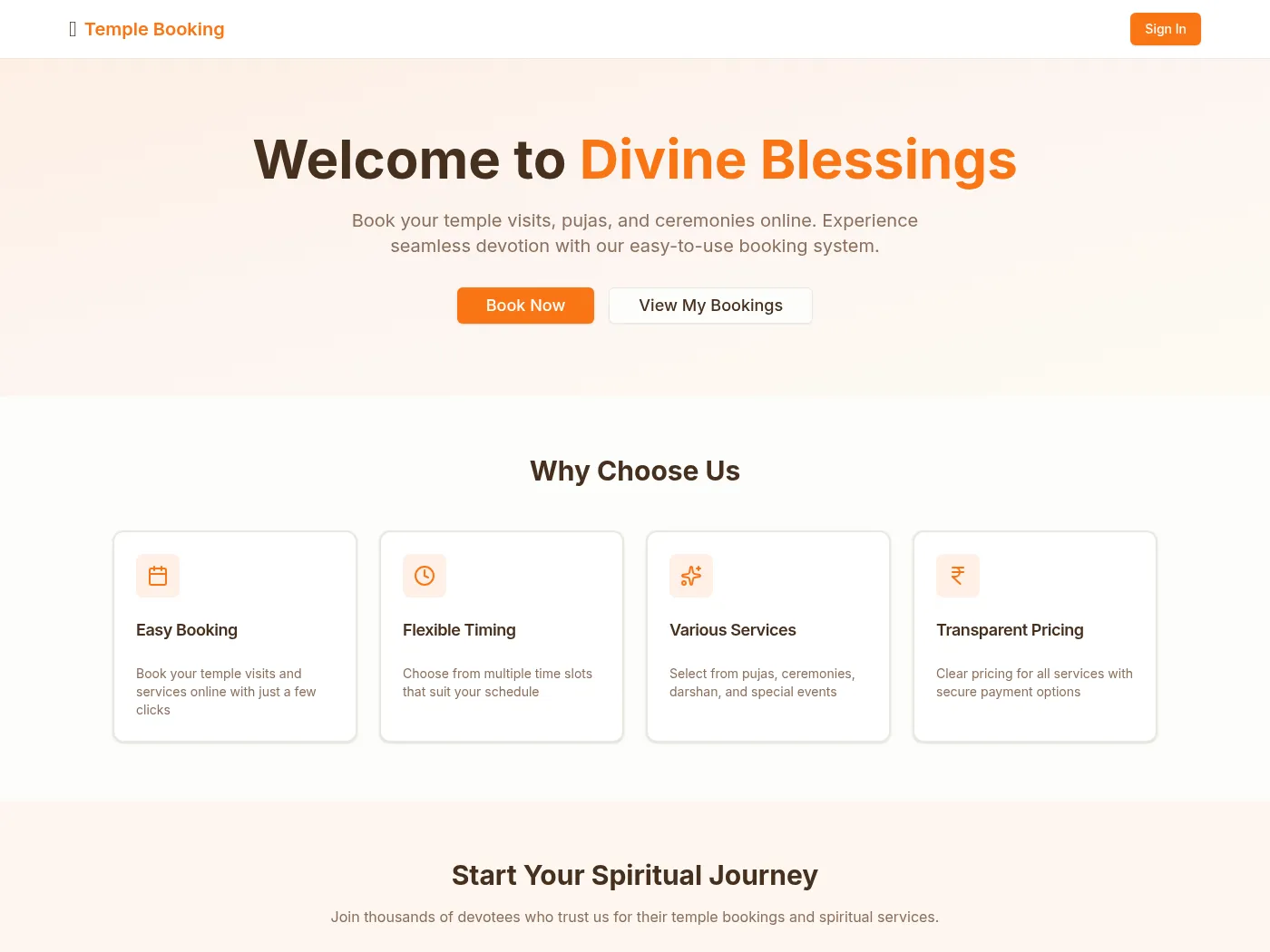 Temple Booking Management App