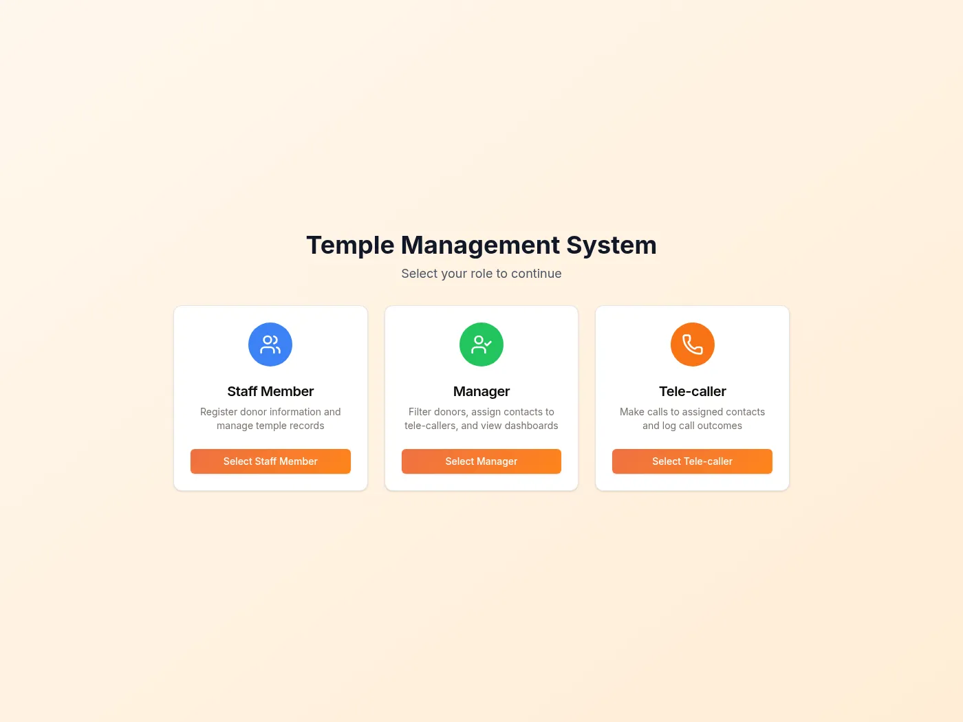 Temple Donation Management & Call Assignment System
