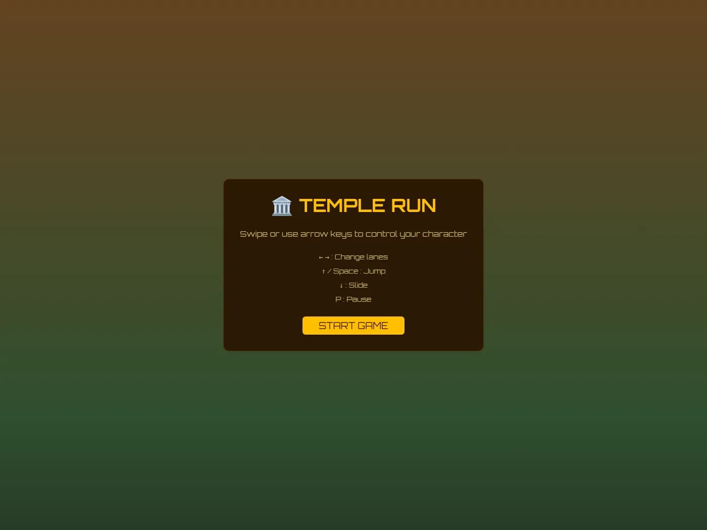 Temple Run Style Endless Runner Game
