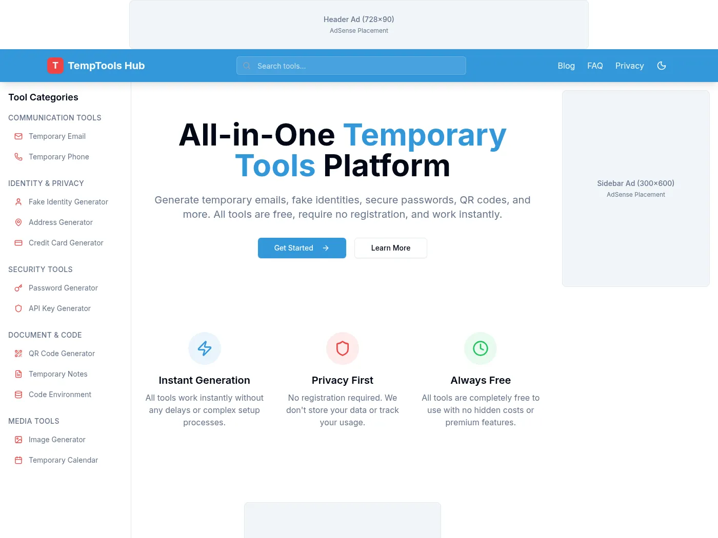 TempTools Hub: All-in-One Temporary Tools Platform