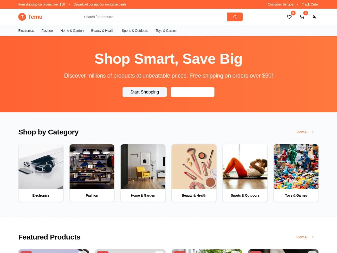 Temu.com Clone - Social Shopping Marketplace