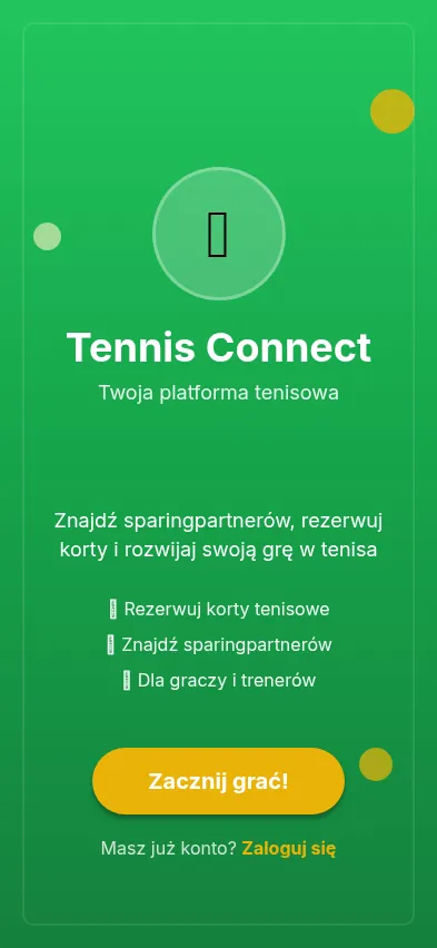 Tennis Connect: Mobilna platforma do rezerwacji kortów i wyszukiwania tenisowych sparingpartnerów