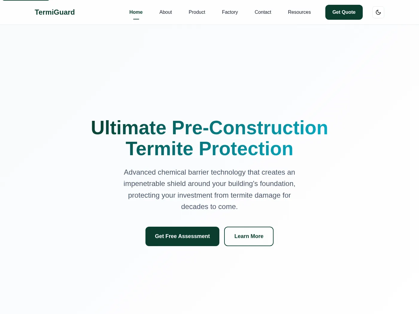 TermiGuard: Premium Offline-Ready Marketing Website for Pre-Construction Termite Resistance