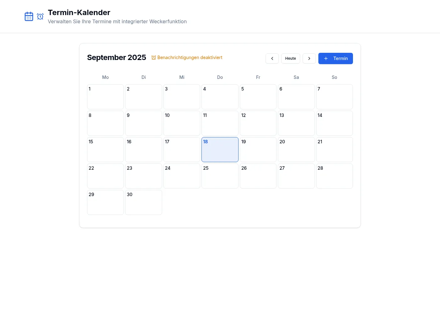 Kalender mit integrierter Erinnerungsfunktion