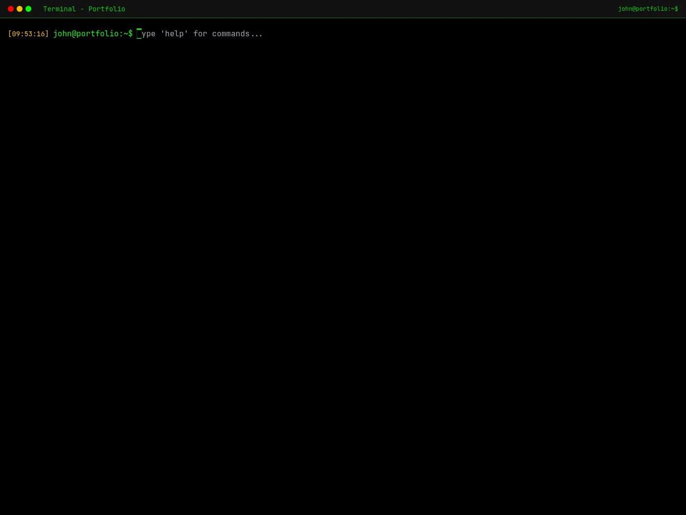 Terminal-Themed Interactive Portfolio for Software Engineers