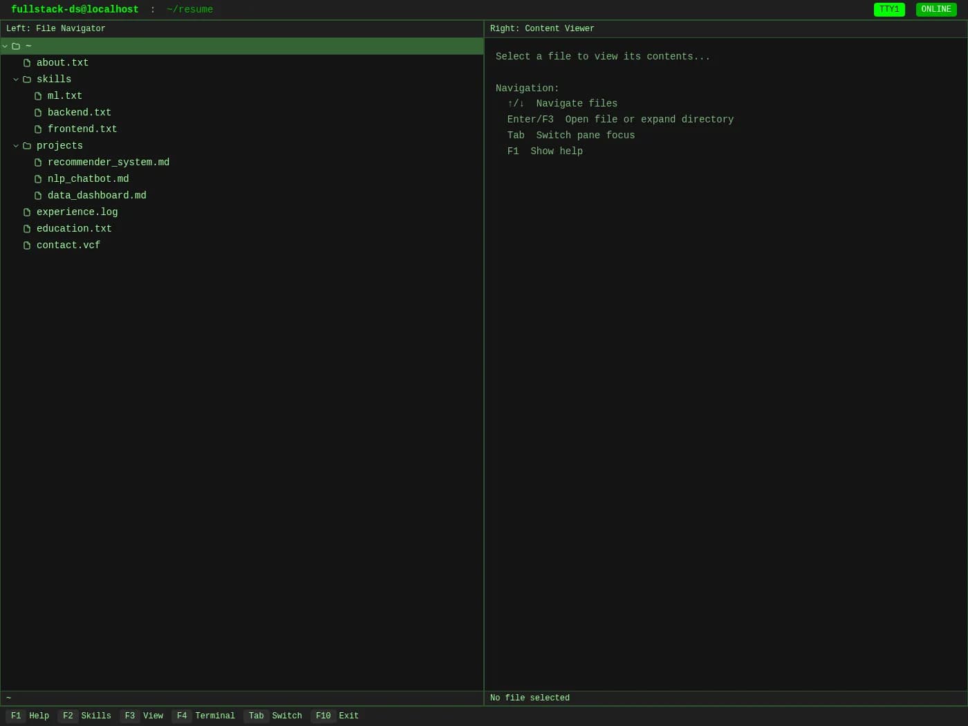 Full-Stack Data Scientist Terminal Resume