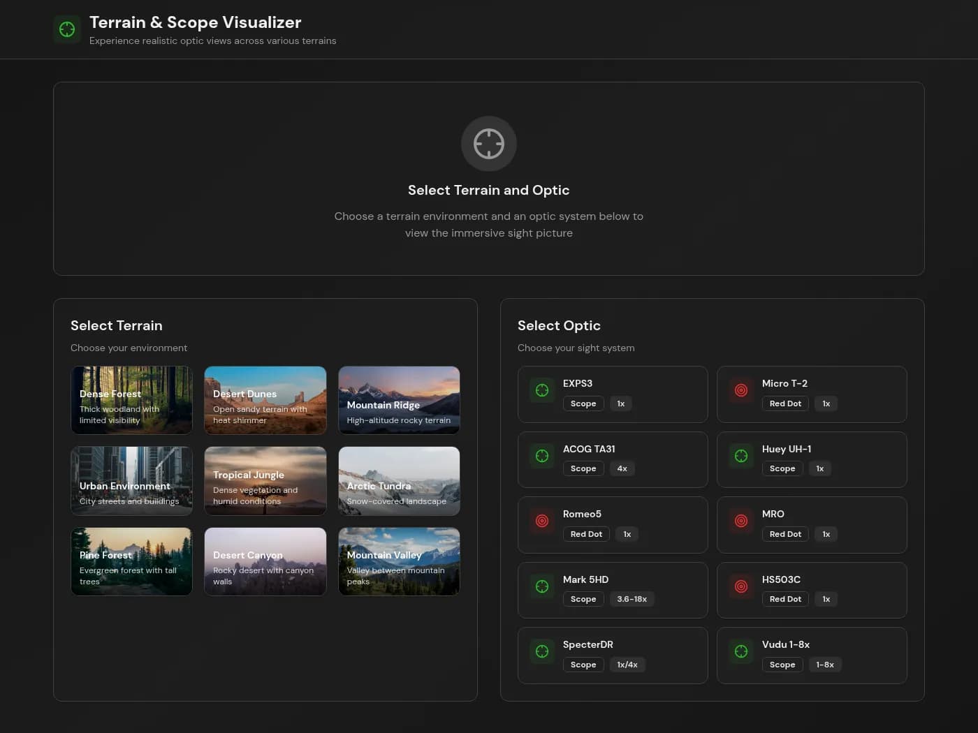 Interactive Terrain and Scope Visualization Platform