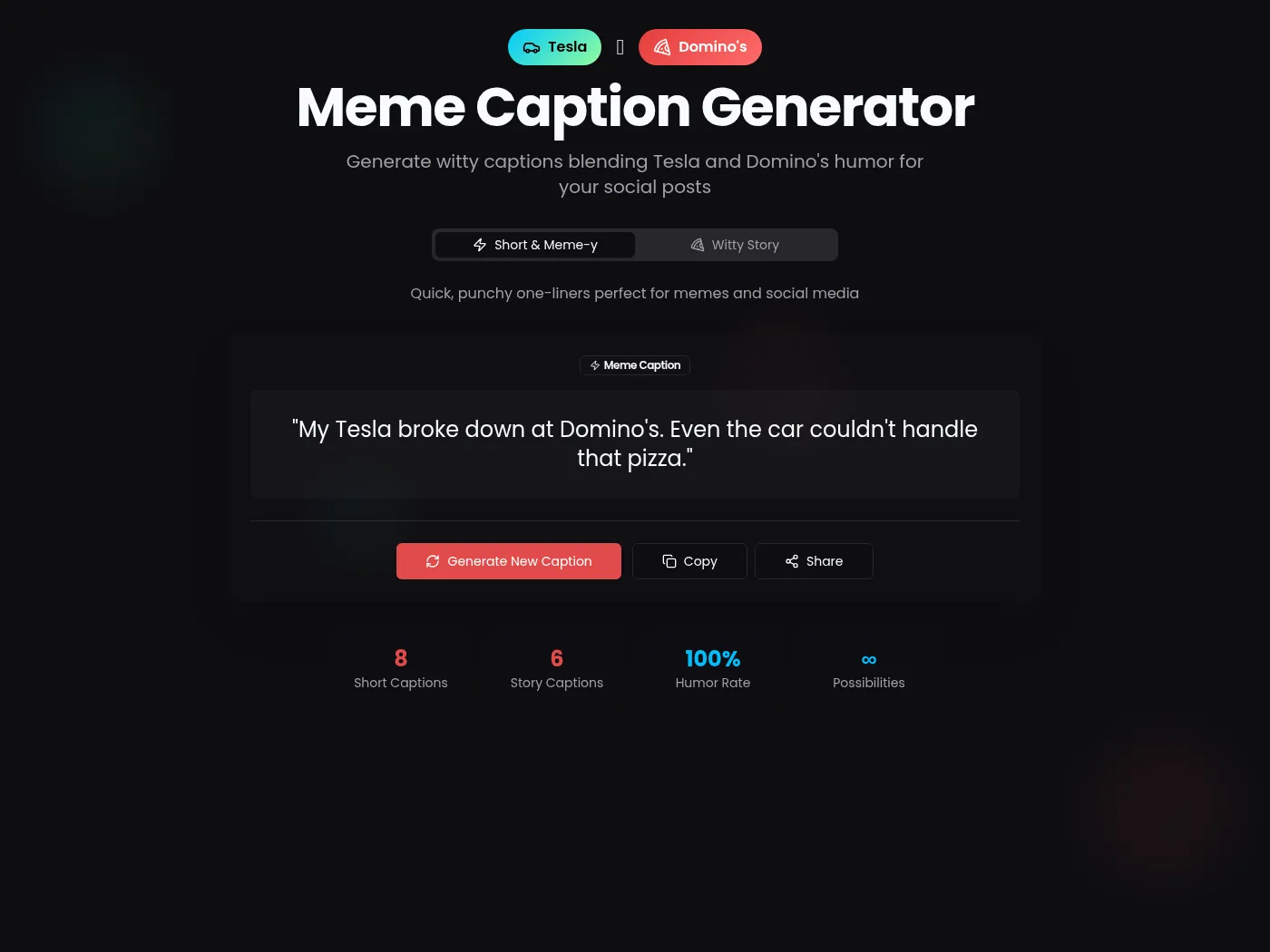 Tesla vs. Domino's Meme Caption Generator