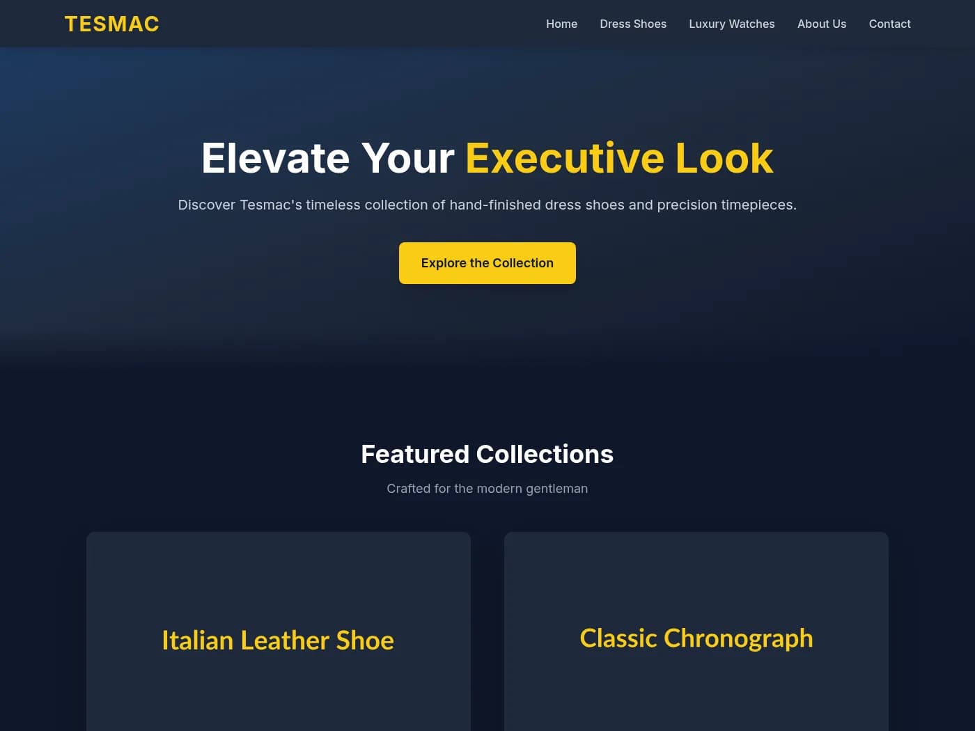 Tesmac Luxury Men's Shoes & Watches Single-File Landing Page