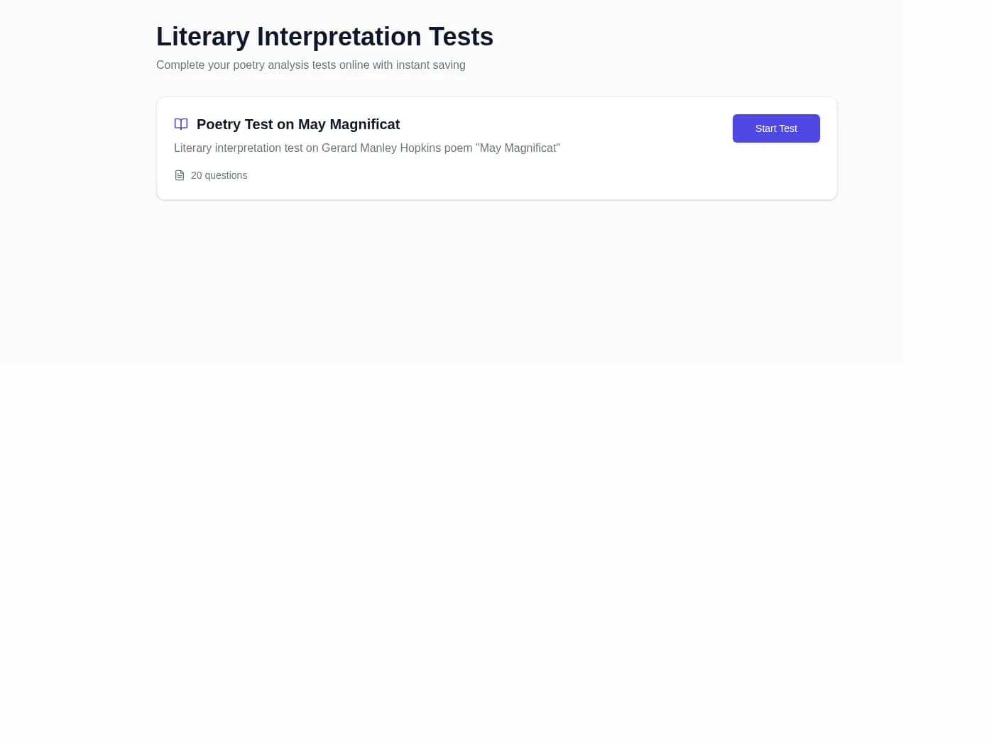 Test Completion Web App