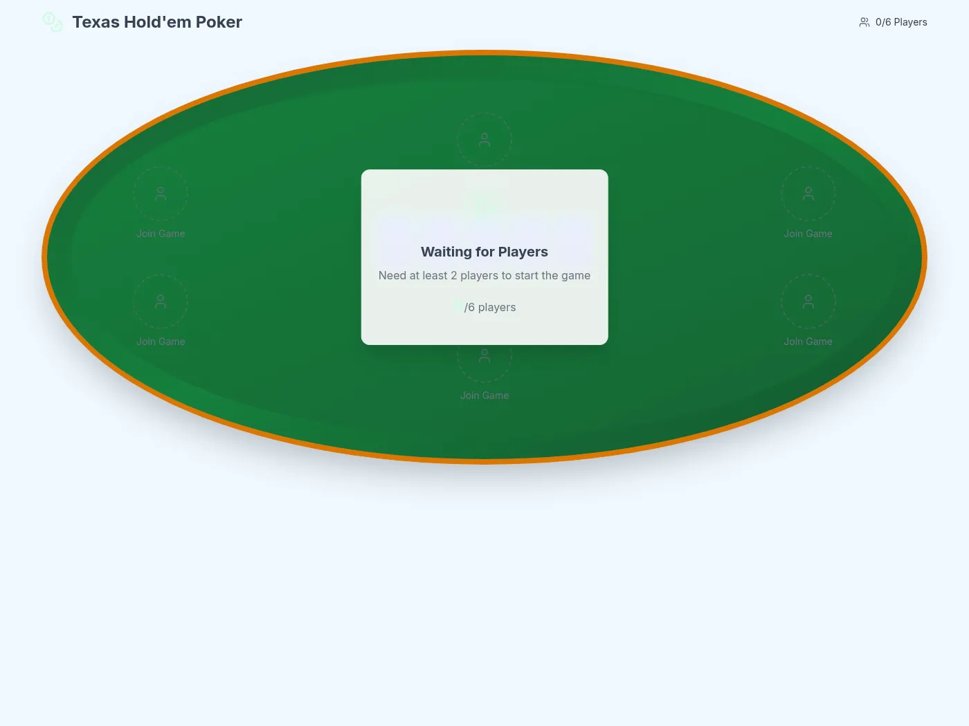 Texas Hold'em Poker Table Game for 6 Players