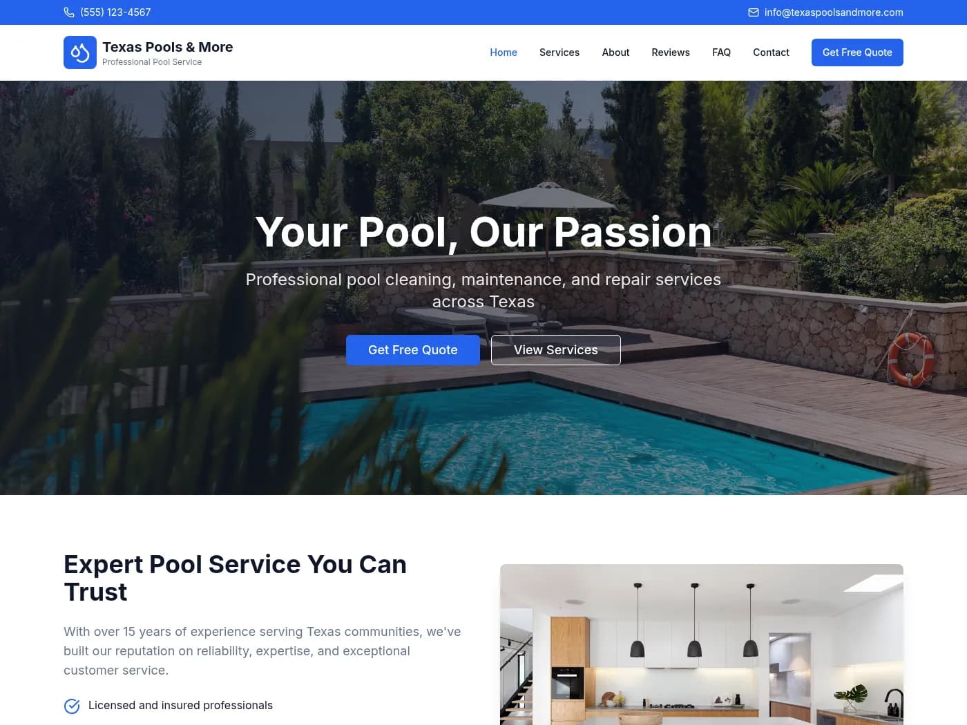 Texas Pools & More Service Website