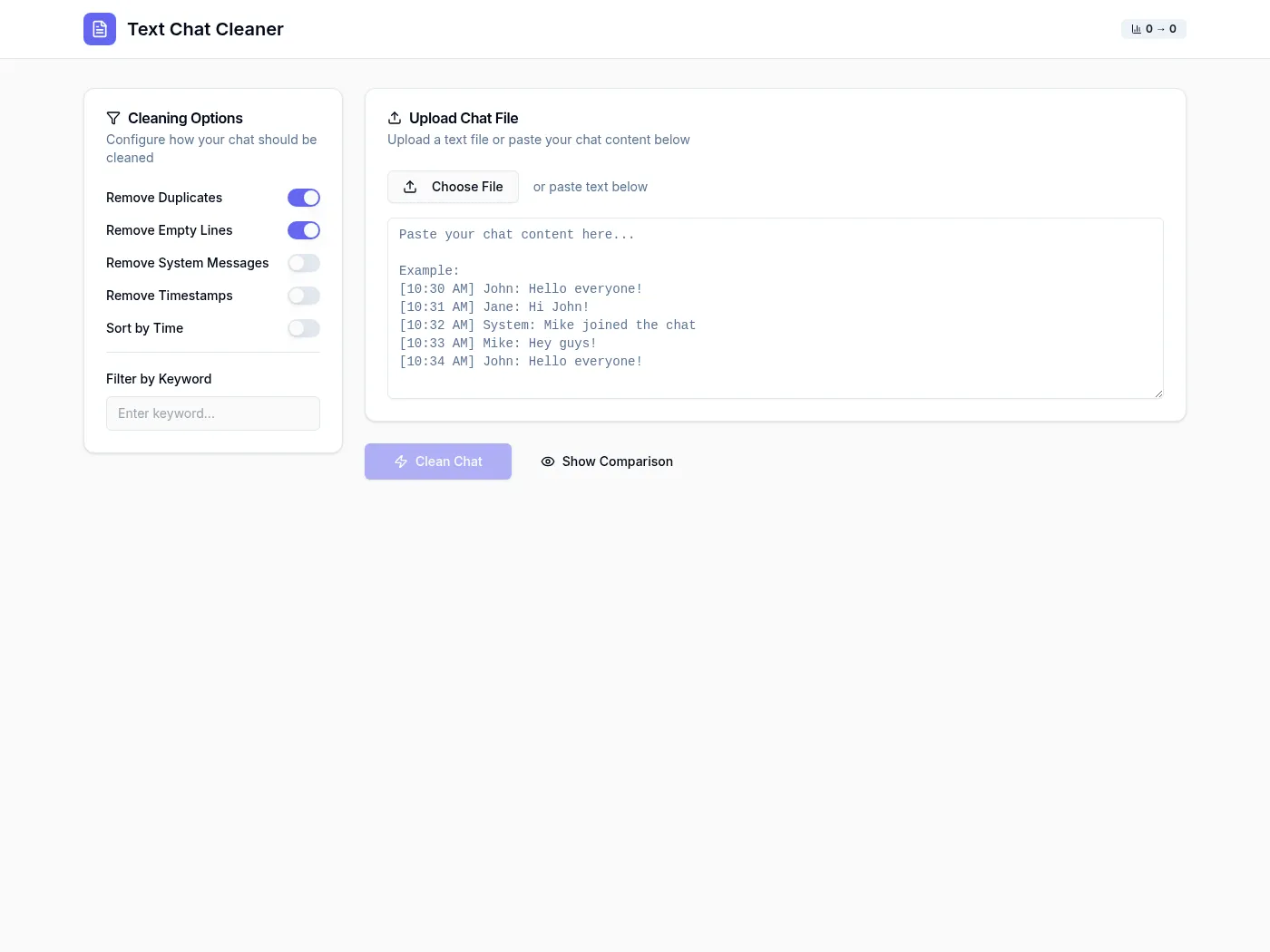 Text Chat Cleaner