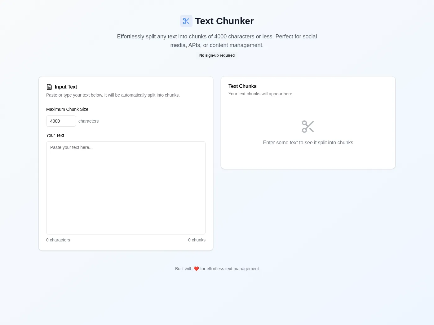 Text Chunker: Effortless 4000-Character Text Splitter