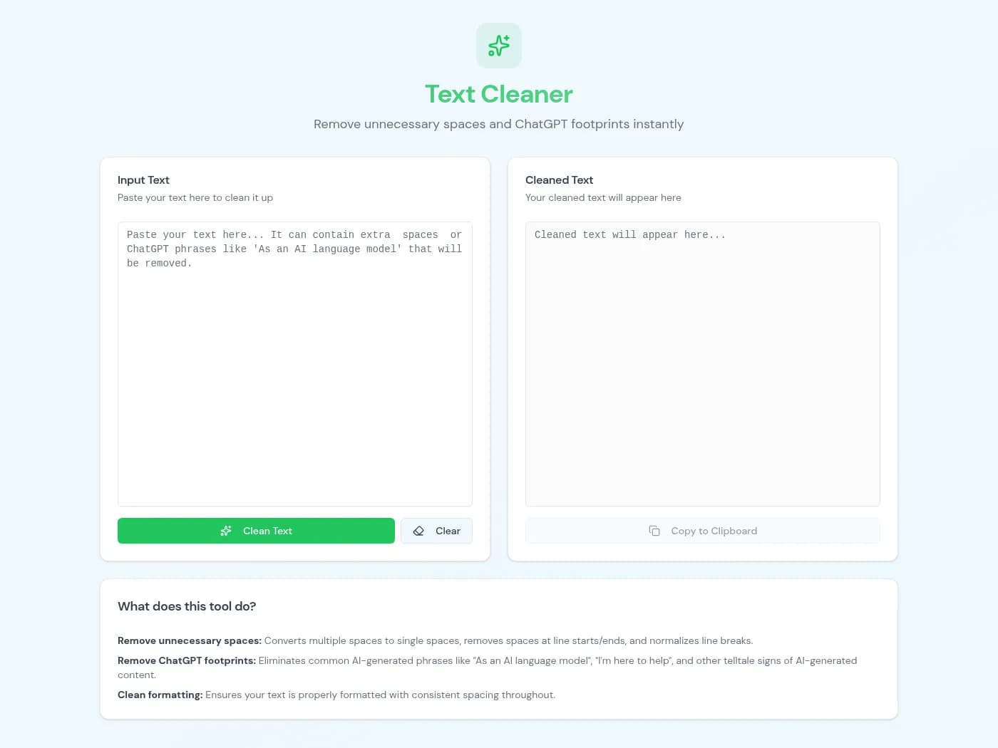 Text Cleaner and ChatGPT Footprint Remover
