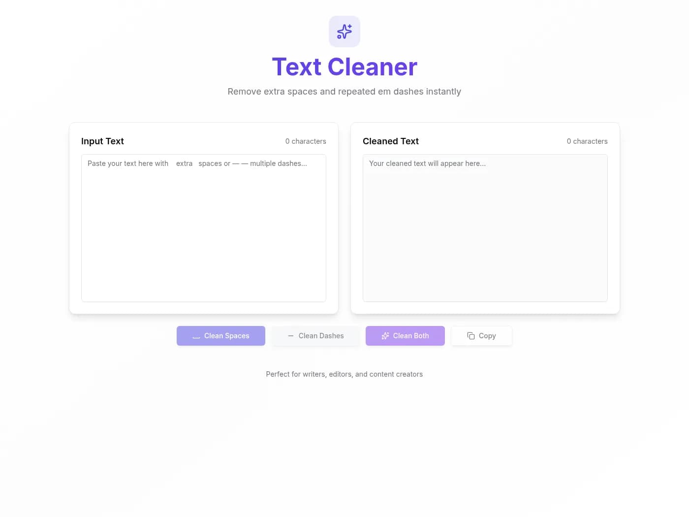 Text Cleaner and Dash Remover Tool