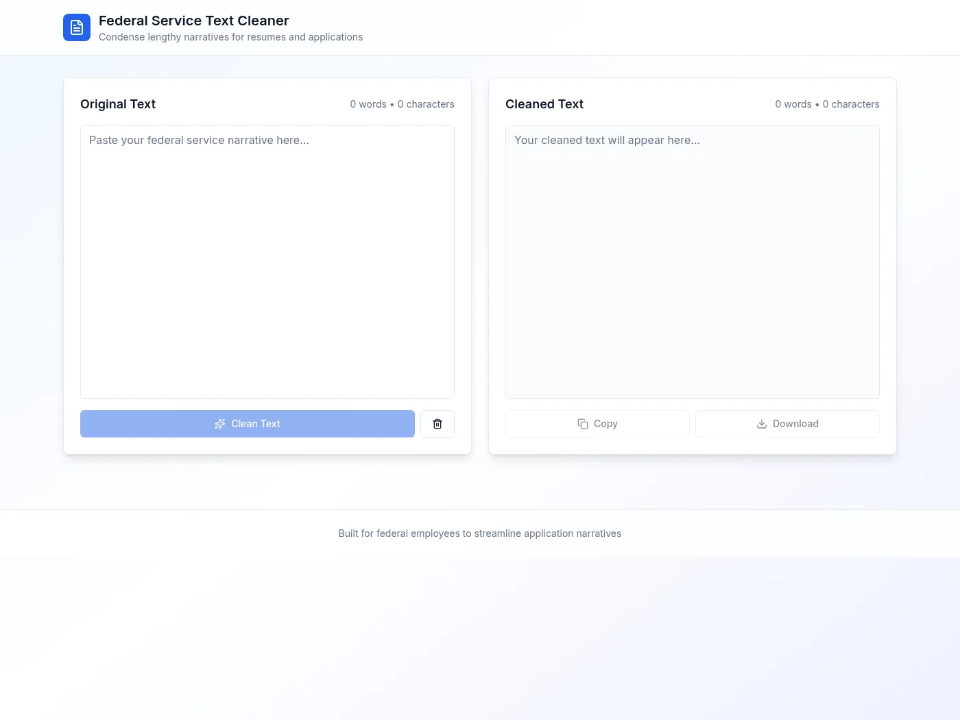 Text Cleaner for Federal Service Narratives
