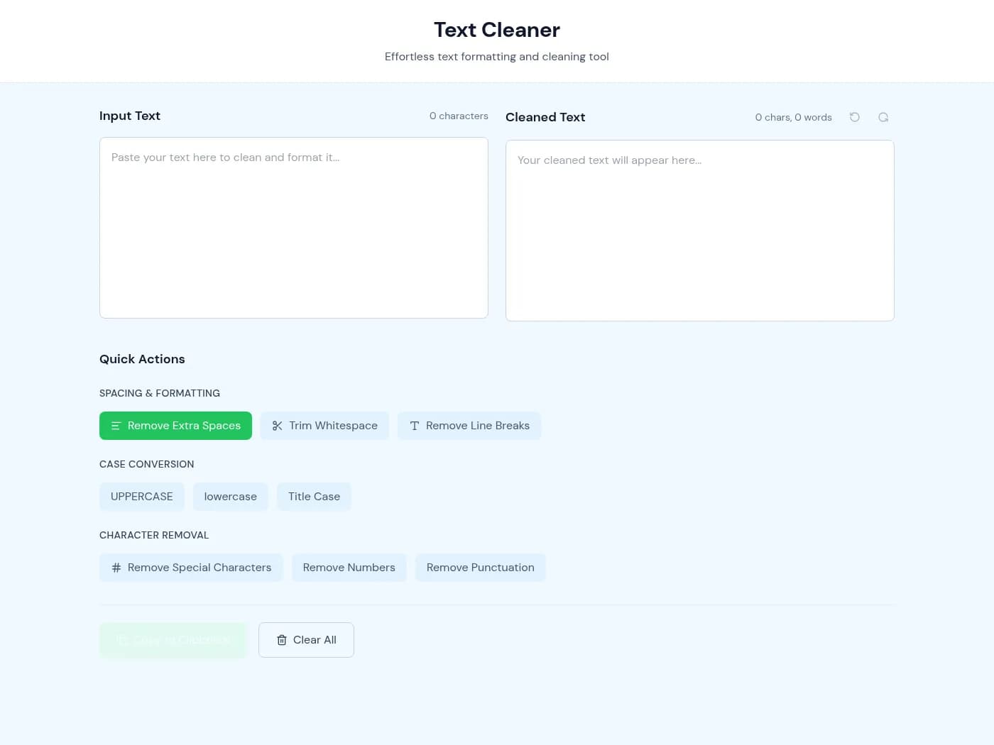 Text Cleaner - Effortless Text Formatting Tool
