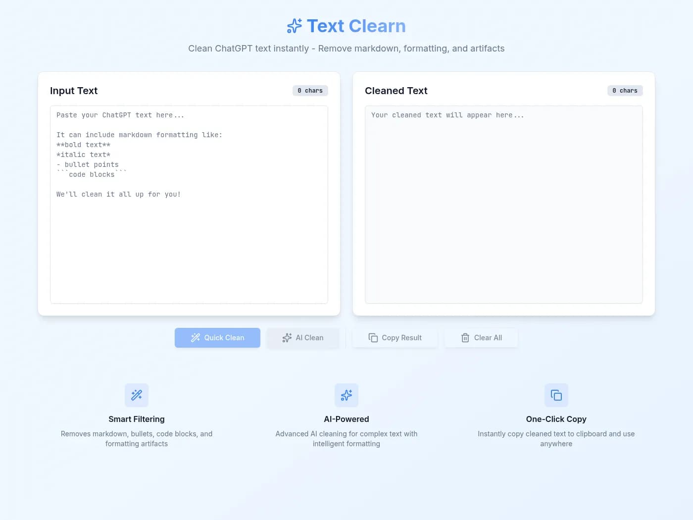 Text Clearn: AI-Powered Text Cleaning Tool