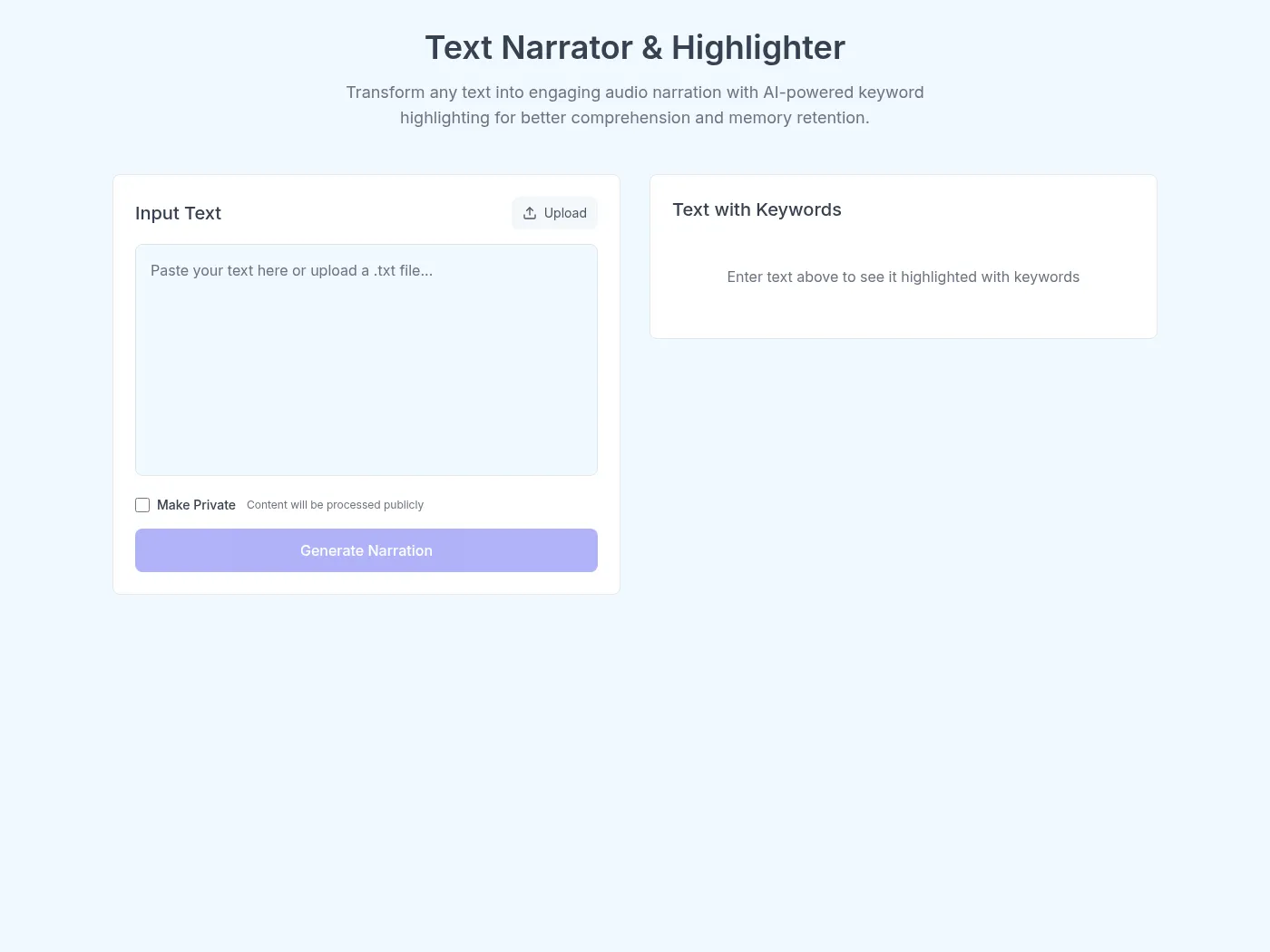 Text Narrator and Highlighter Web App
