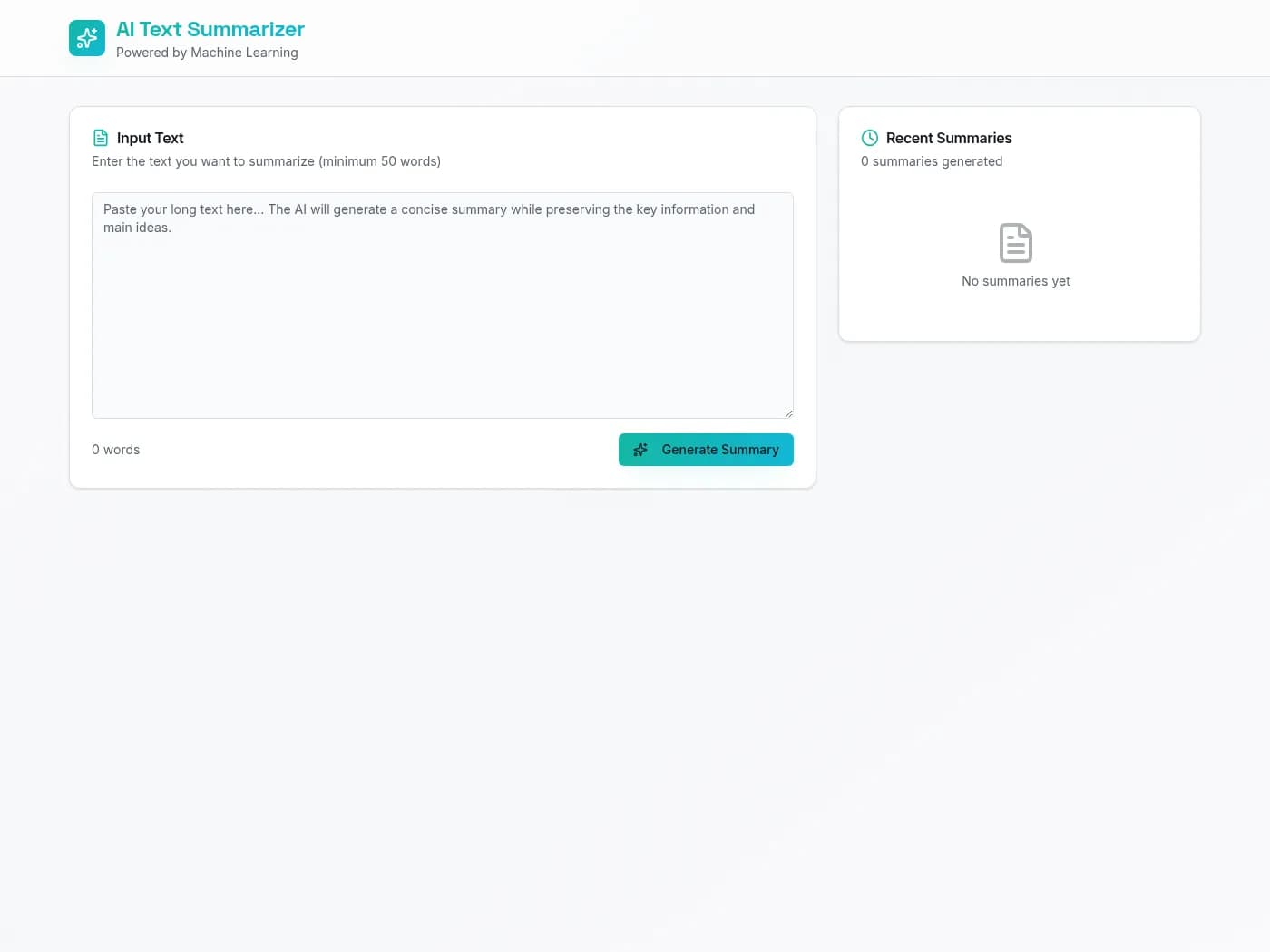AI-Powered Text Summarizer Dashboard