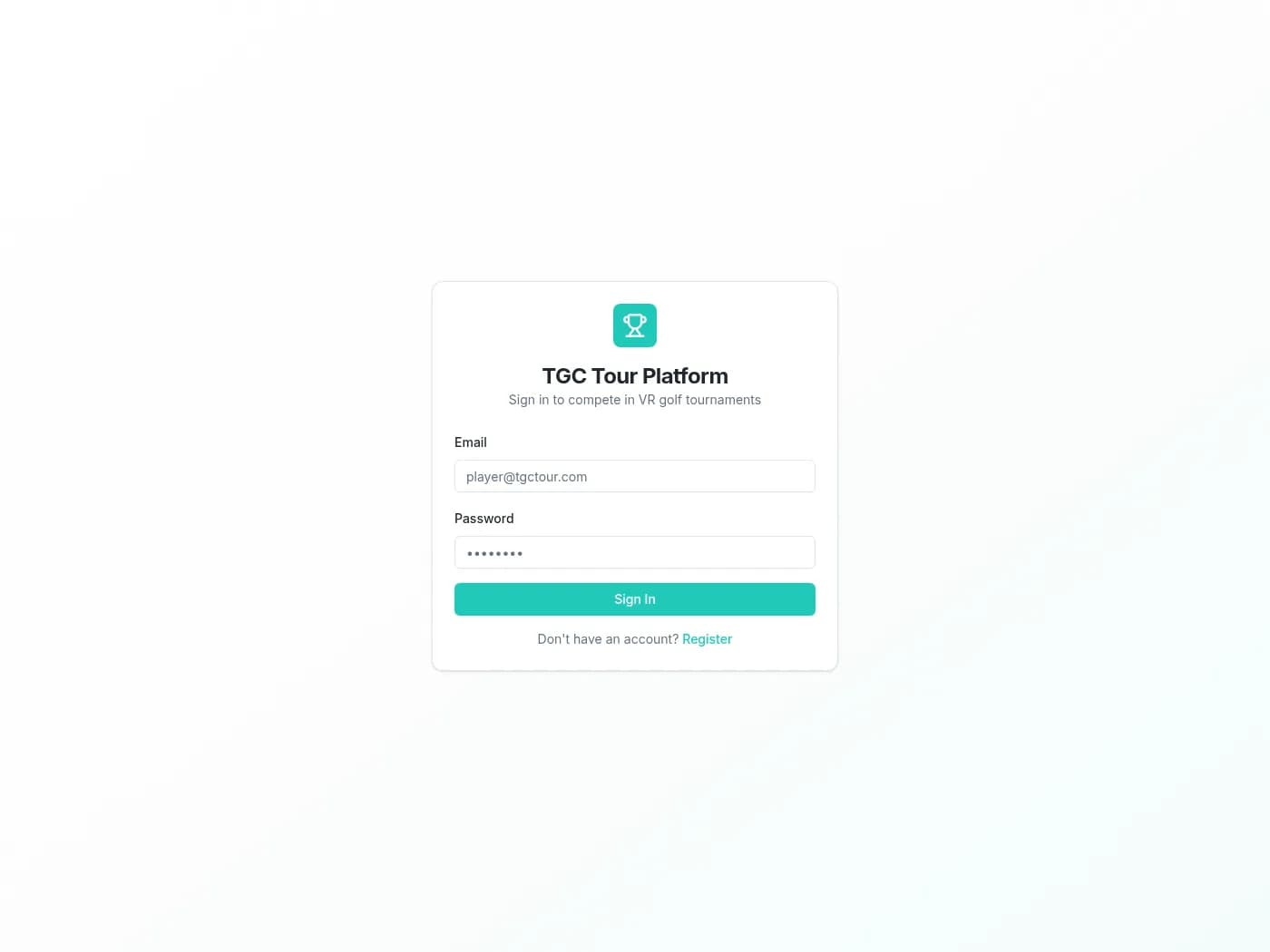TGC Tour Platform: Esports VR Golf Tournament Web App