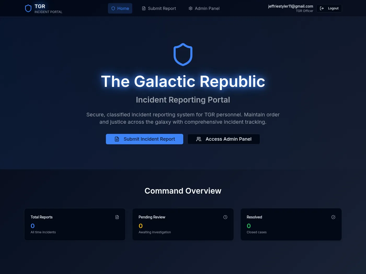 TGR Incident Reporting Portal