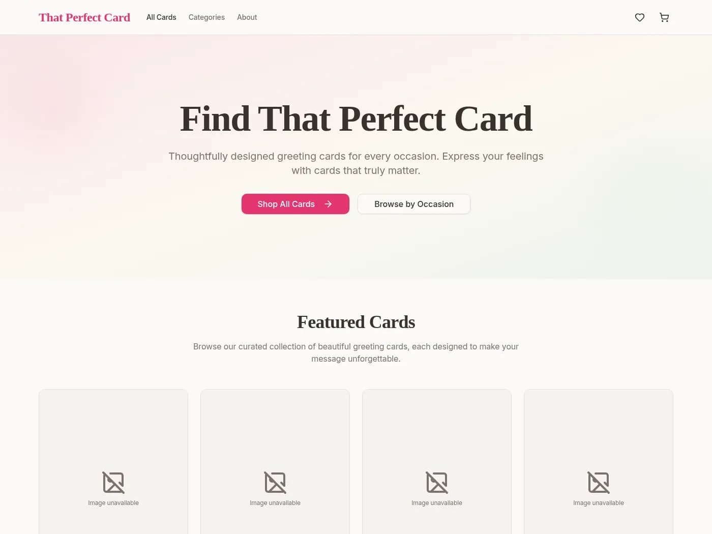 That Perfect Card - D2C Greeting Card Ecommerce Website