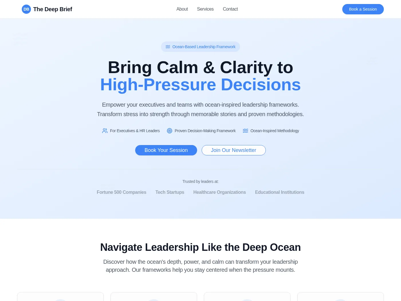 The Deep Brief – Calm Decision-Making SaaS for Leaders