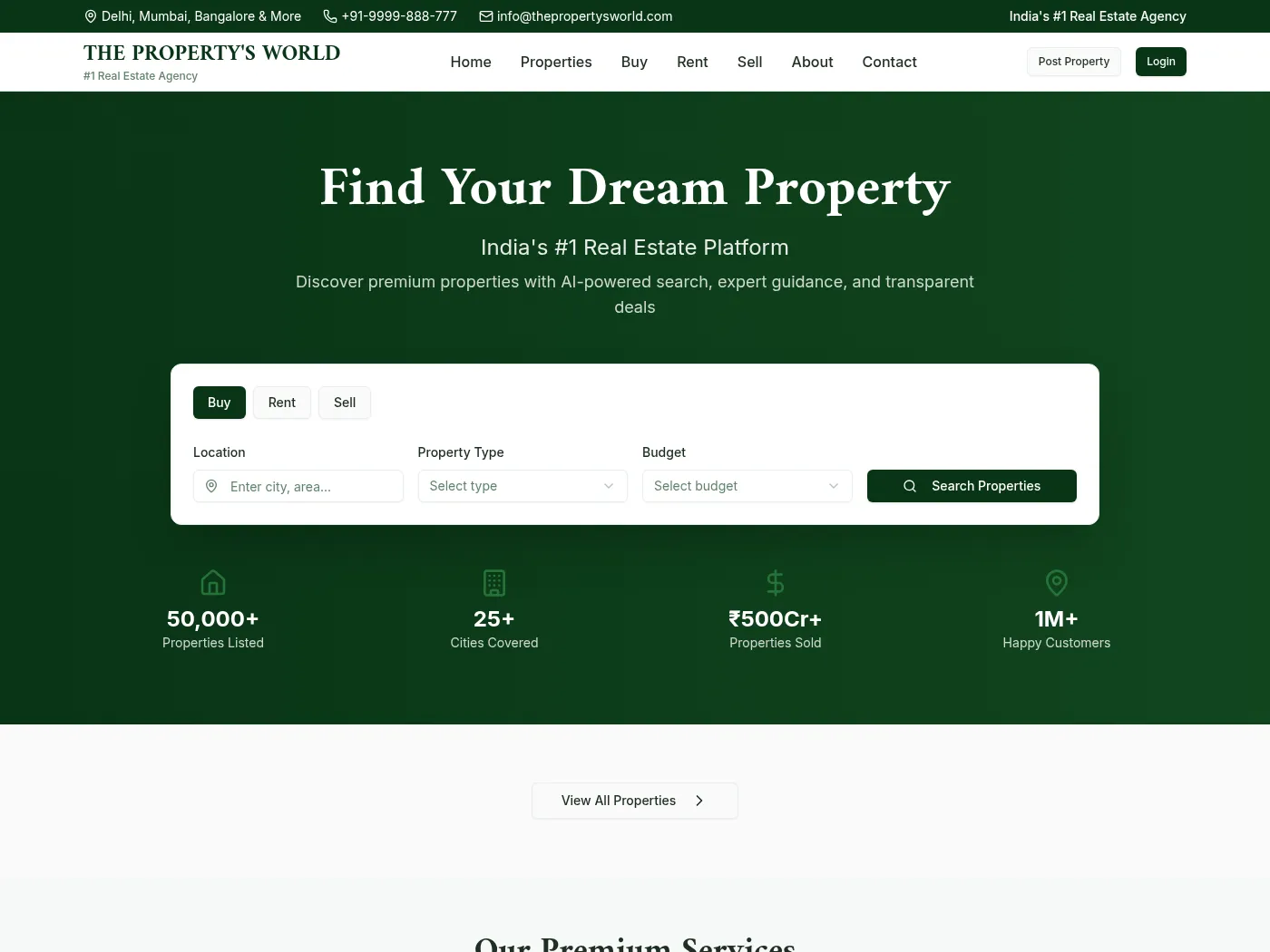 THE PROPERTYS WORLD: AI-Powered Real Estate Platform & CRM