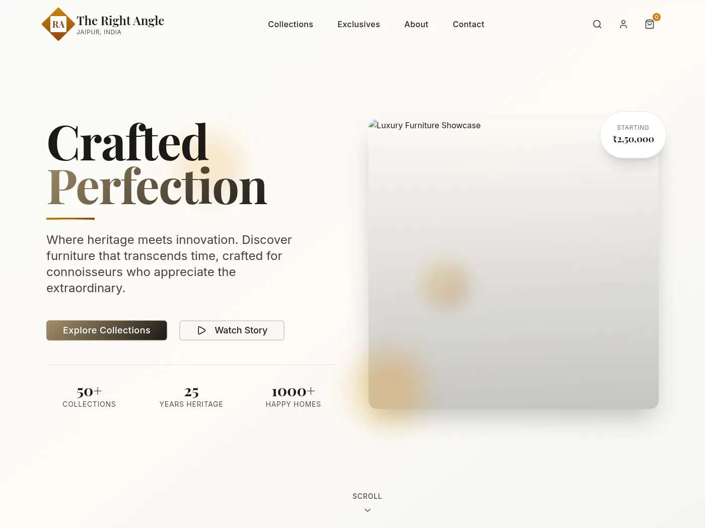 The Right Angle – Ultra-Luxury 3D Furniture Store Website