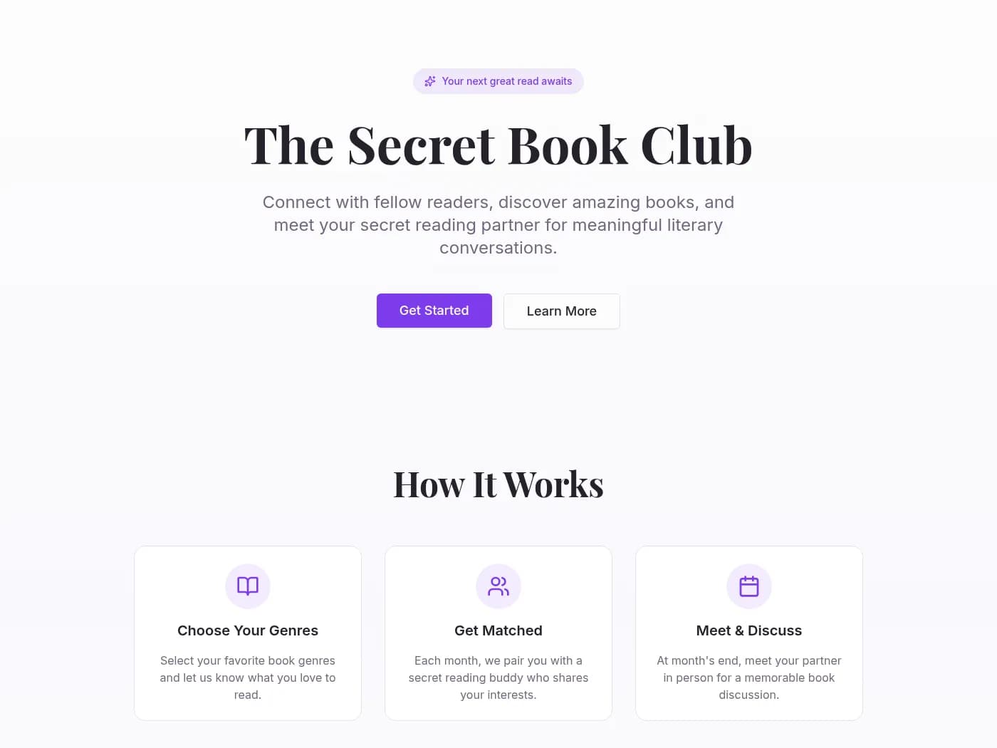 The Secret Book Club: Monthly Book Buddy Matcher