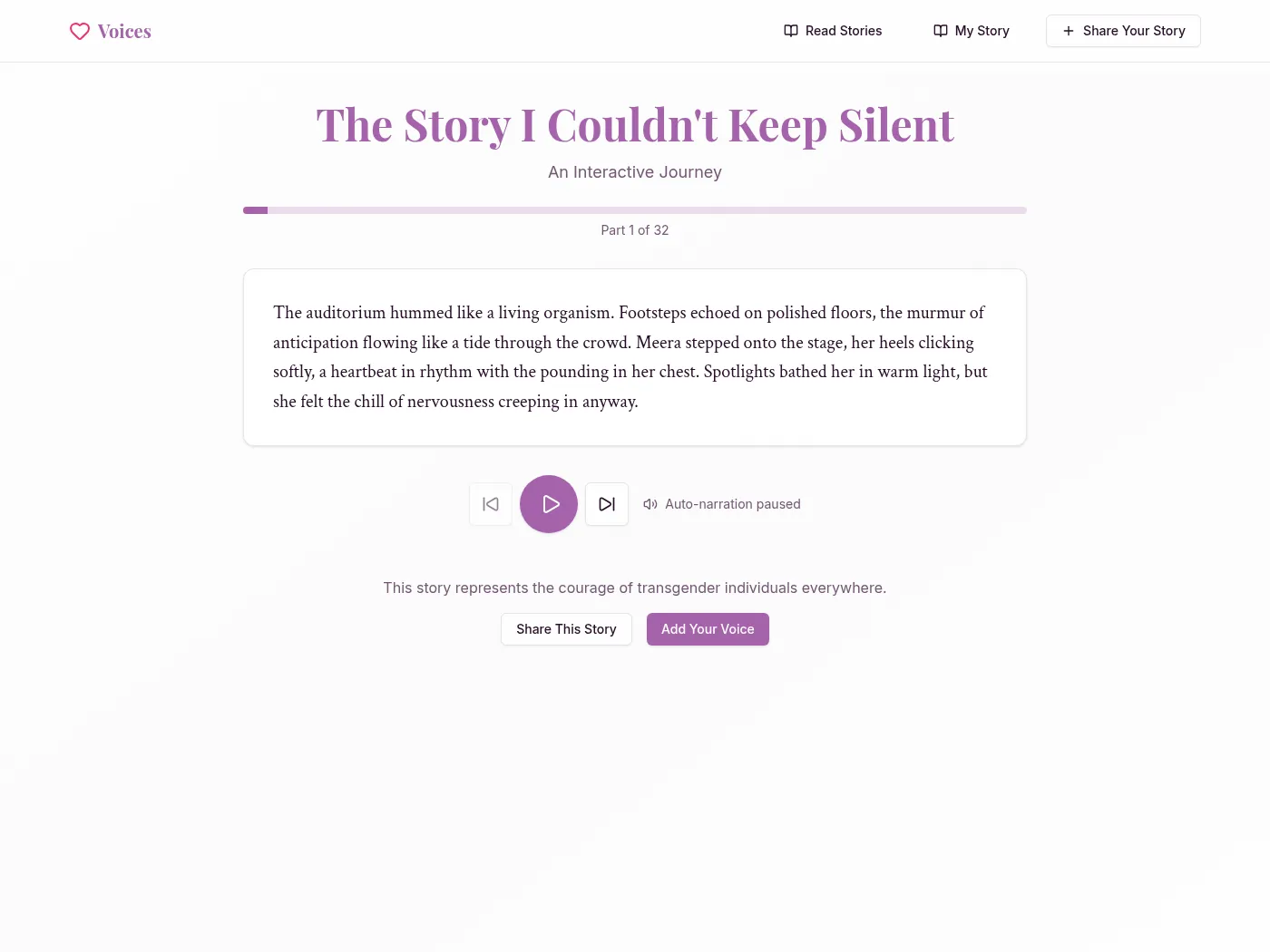 The Story I Couldn’t Keep Silent: An Interactive Platform for Transgender Voices